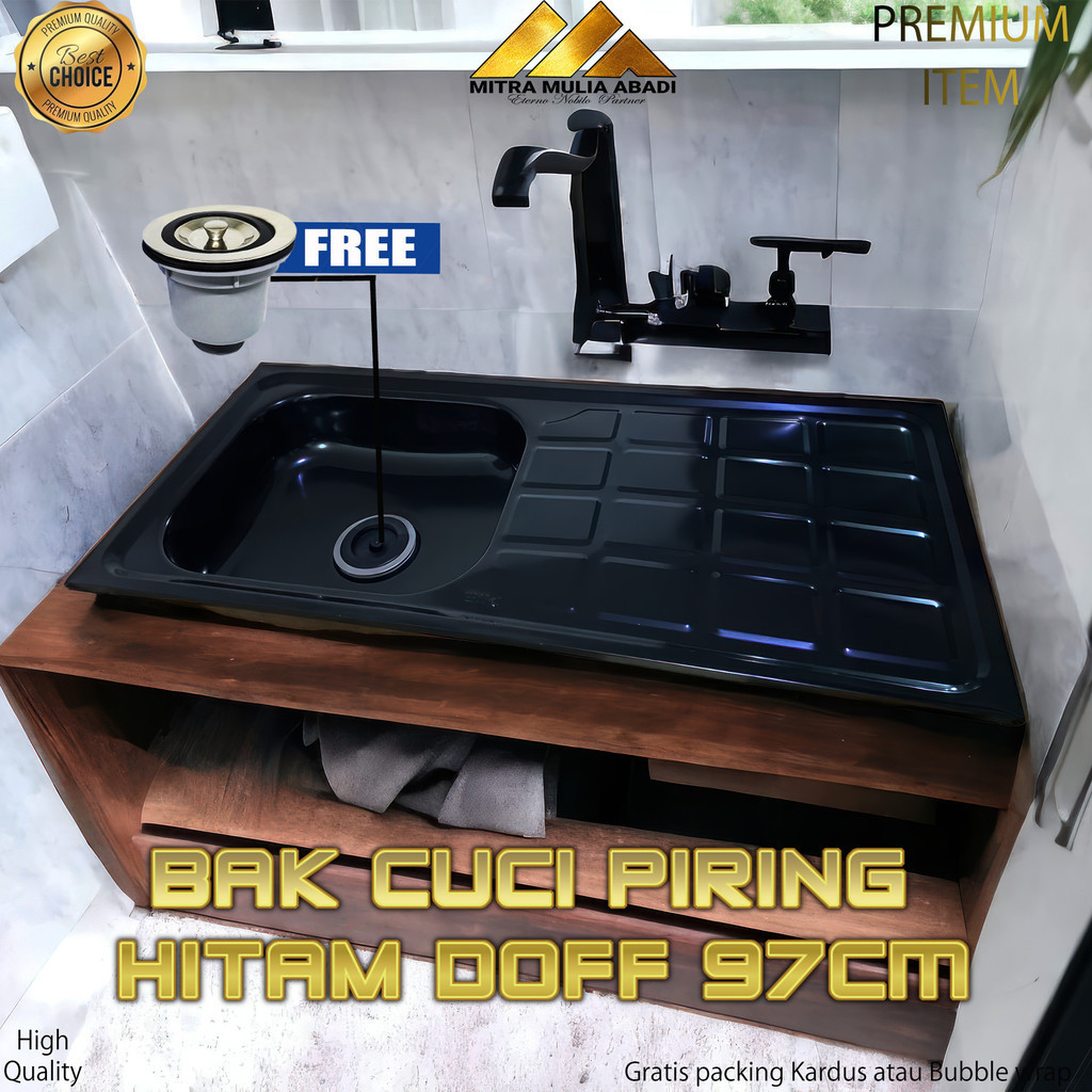 Jual Bak Cuci Piring Hitam Doff Stainless Steel 97cm Fullset / Paket ...