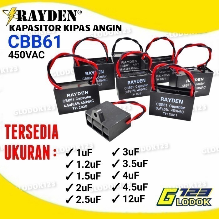 Jual Kapasitor Kipas Angin CBB61 1.5UF 2UF 2.5UF 3UF 3.5UF 4UF 4.5UF I2UF | Shopee Indonesia