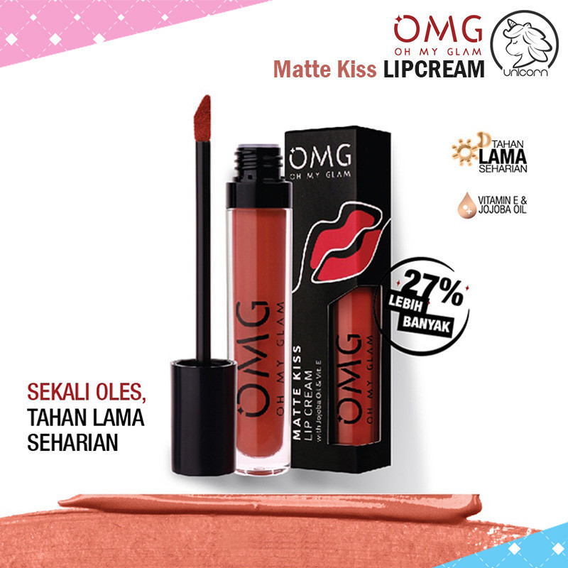 Jual OMG Matte Kiss Lip Cream 3.5g | Lip Cream Matte Kiss Oh My Glam ...