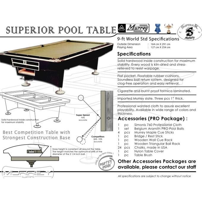Jual selamat datng TERMURAH MURREY SUPERIOR STD 9 FT POOL TABLE - MEJA ...