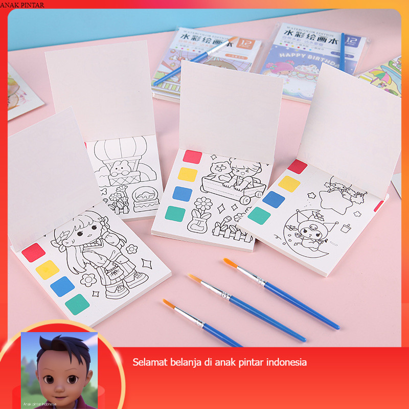 Jual Buku Gambar Lukis Anak Cat Air FREE KUAS Buku Cat Mewarnai ...