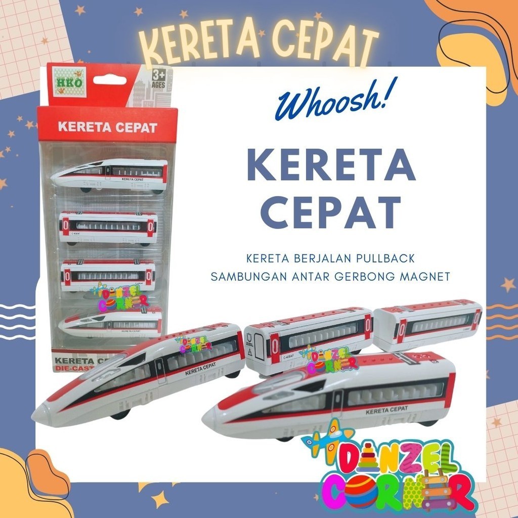 Jual Mainan Anak Diecast Kereta Cepat Whoosh Jakarta Bandung Miniatur Fast Train High Speed ...