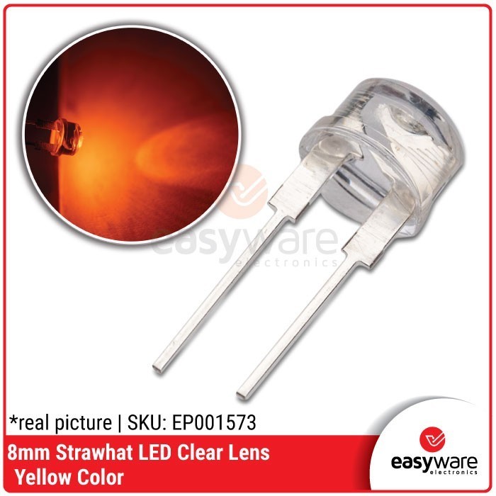 Jual LED 8mm Strawhat Yellow Clear Lens LED Topi 8 mm Strawhat Kuning ...