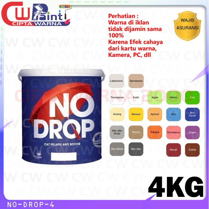 Jual Nodrop No Drop Cat Pelapis Tembok Dinding Anti Bocor Waterproof 4 kg | Shopee Indonesia