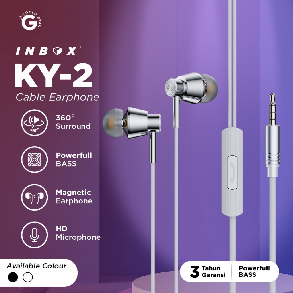 Jual Inbox KY-2 Headset Earphone Magnetic Extra Bass 3.5mm Microphone ...