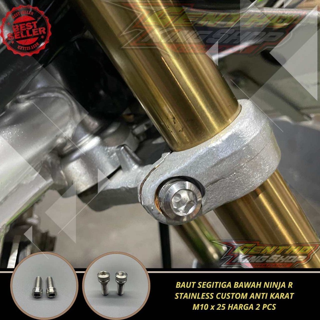 Jual BAUT SEGITIGA BAWAH NINJA R STAINLESS CUSTOM ANTI KARAT M10 X 25 HARGA 2 PCS | Shopee Indonesia