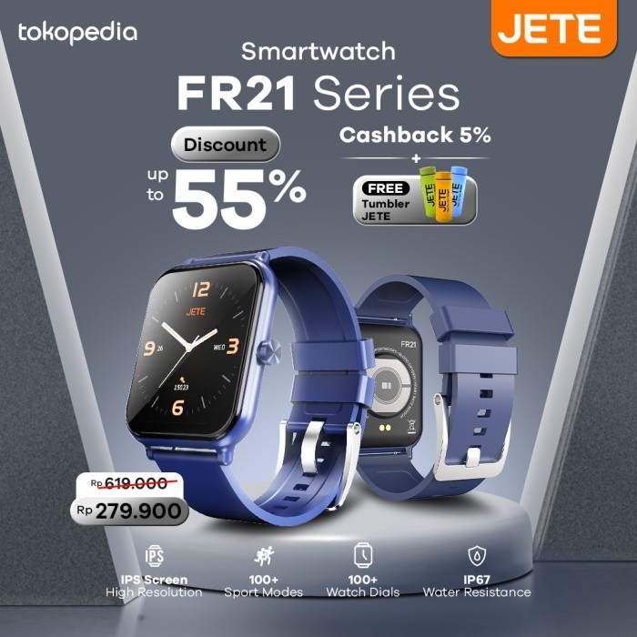 Jual Smartwatch JETE FR21 Sport Mode 100 Watch Face With IP67 Garansi 2Th - Navy | Shopee Indonesia