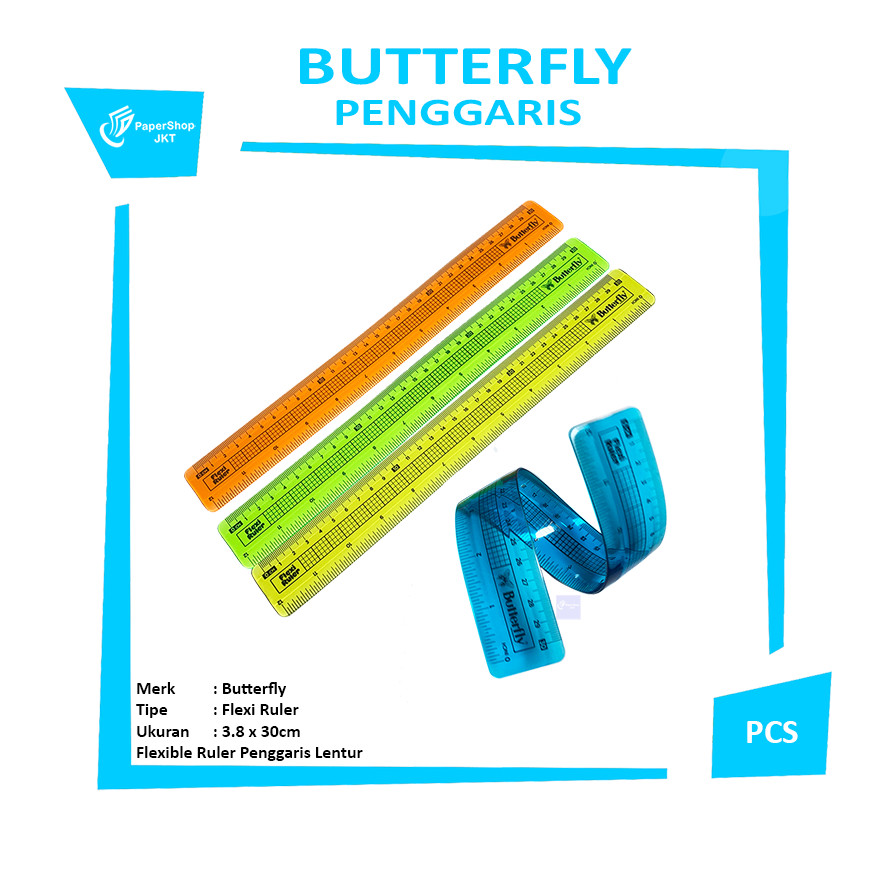 Jual Butterfly - Flexi Ruler 30cm - Penggaris Plastik - Pcs | Shopee ...