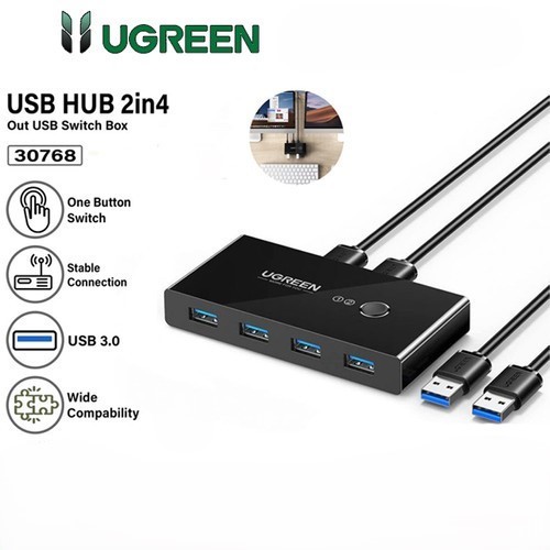 Jual UGREEN USB HUB Sharing Switch 2 PC to 4 Port USB 3.0 - 30768 | Shopee Indonesia