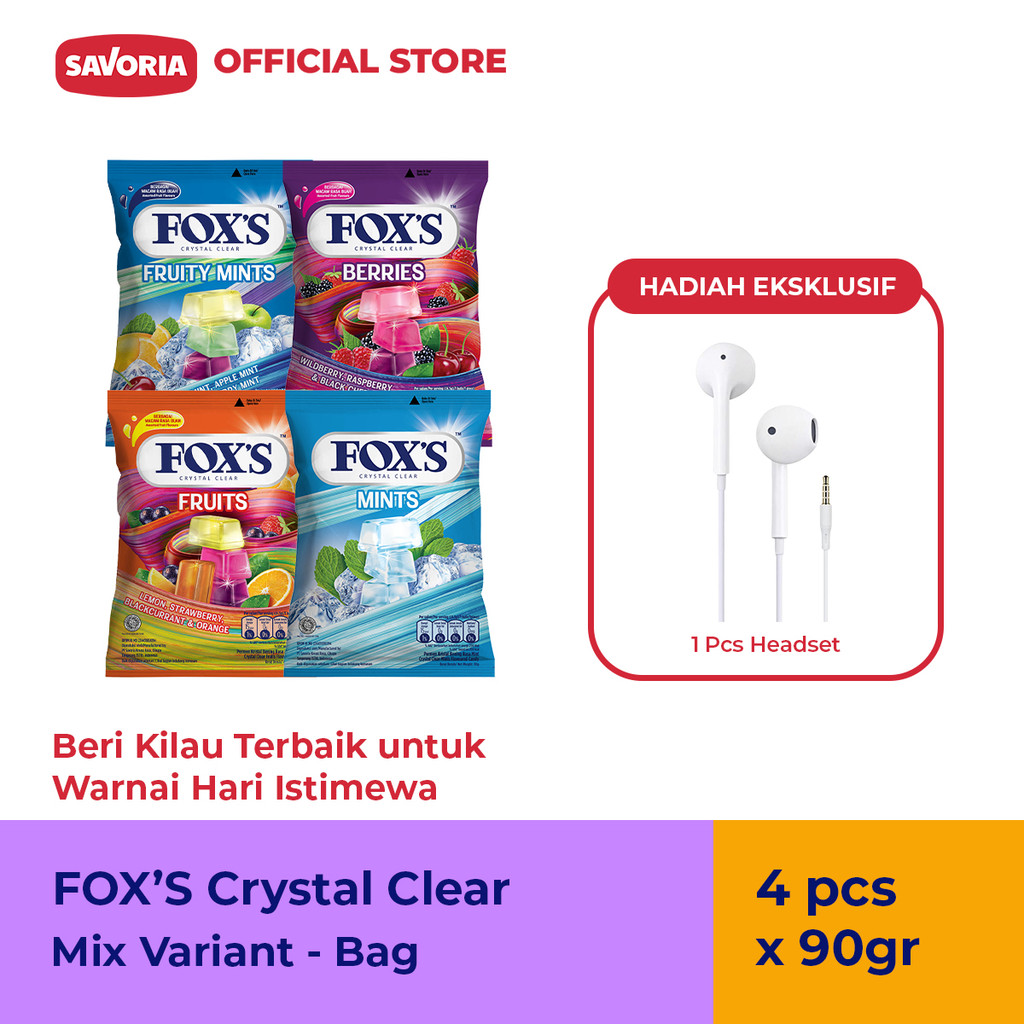 Jual FOX'S Mix Variants Bag 4 Pcs x 90g + Gratis Headset | Shopee Indonesia