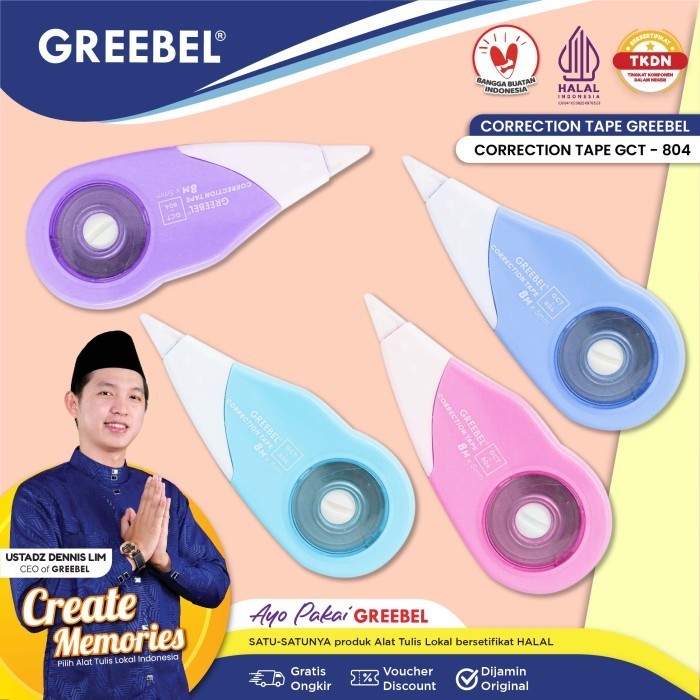 Jual Greebel Correction Tape GCT-804 - Stipo Kertas 8MX5MM - Stipo ...