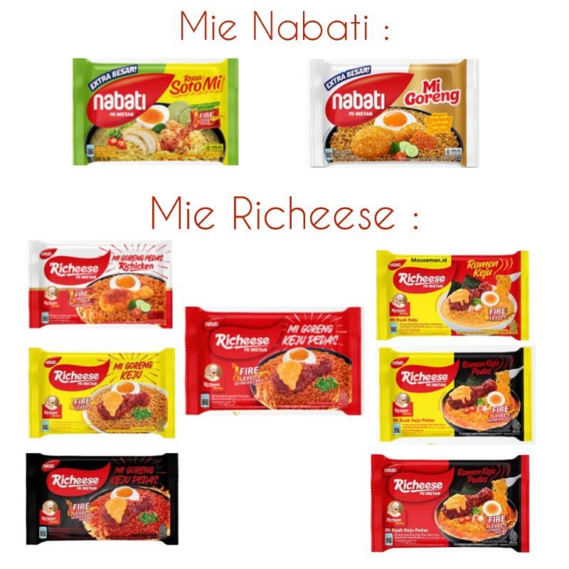 Jual Nabati Mie Goreng Dan Soto 75gram // Mie Richeese Goreng Keju Dan ...