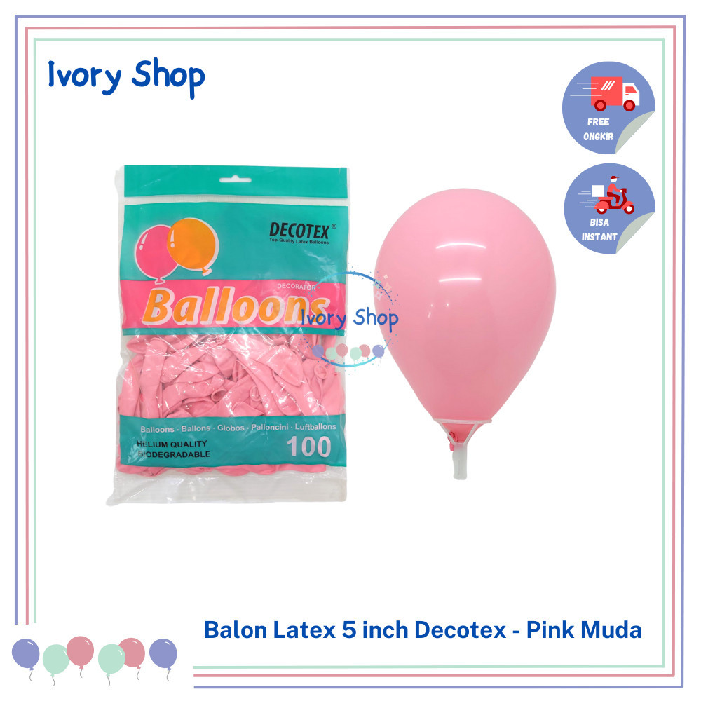 Jual Balon Latex 5 inch Doff isi 100 Balon 5" Decotex | Shopee Indonesia