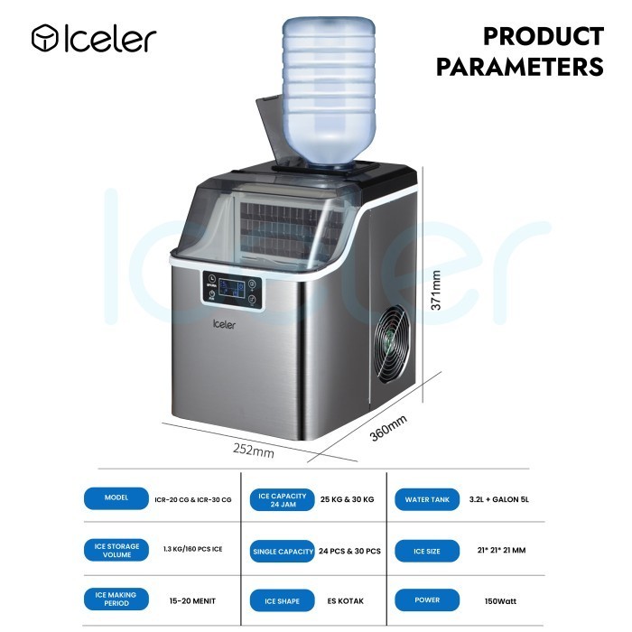 Jual Mesin es cube Iceler pembuat es batu 25kg per hari rumah cafe ...