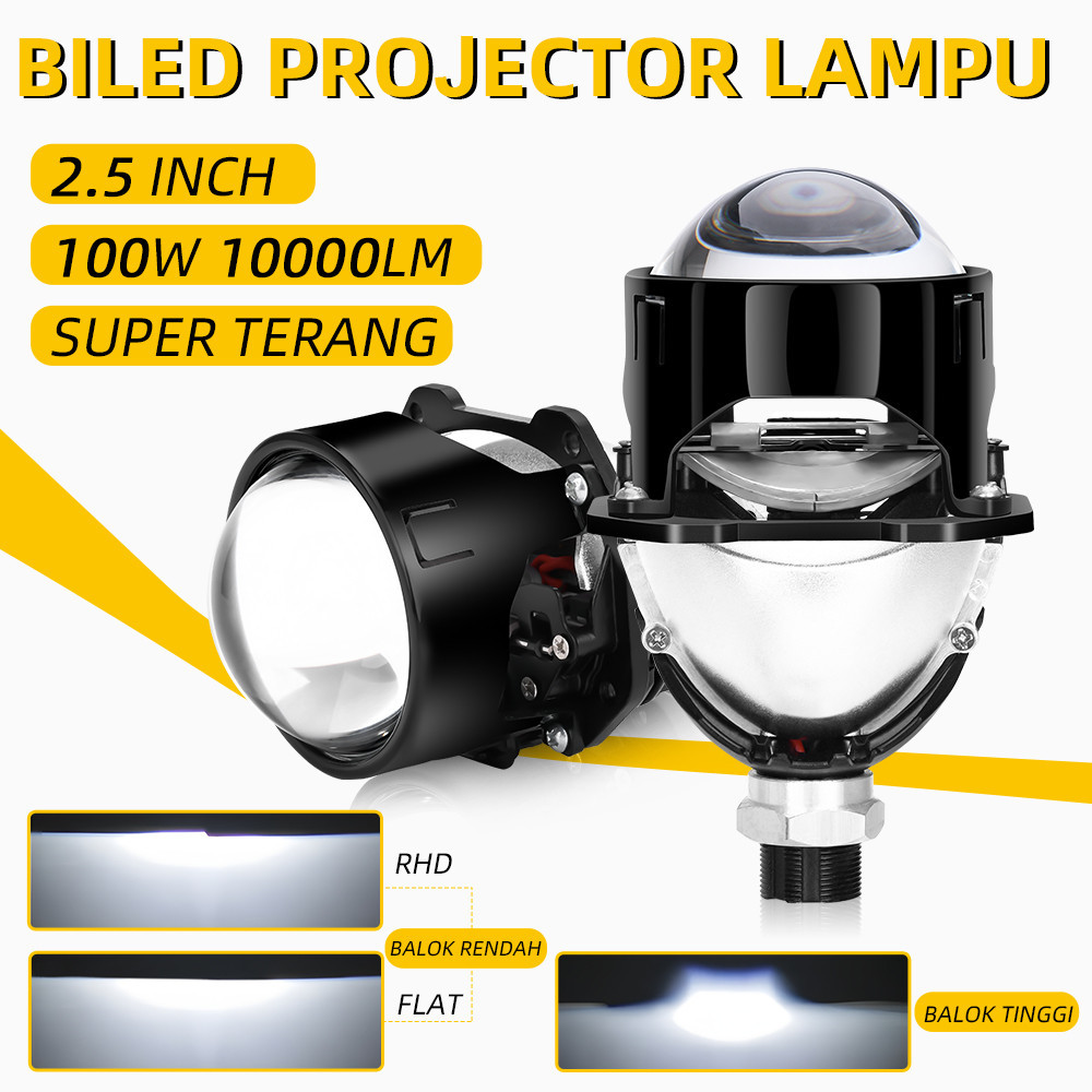 Jual Lampu Biled 2.5 Inch Lampu RHD FLAT DC12 100W 10000LM LED Biled ...