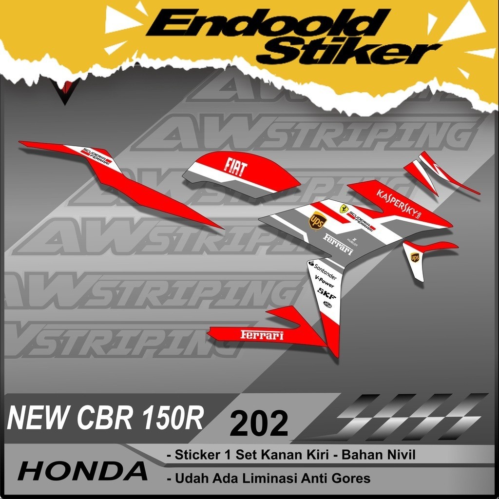 Jual 202 Sticker Striping Lis Variasi NEW CBR 150 R FACELIFT Desain ...
