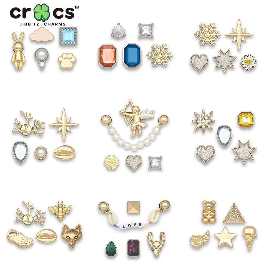 Jual Metal jibbitz crocs metal Shoe Buckle Gold Gem diy Sparkling ...