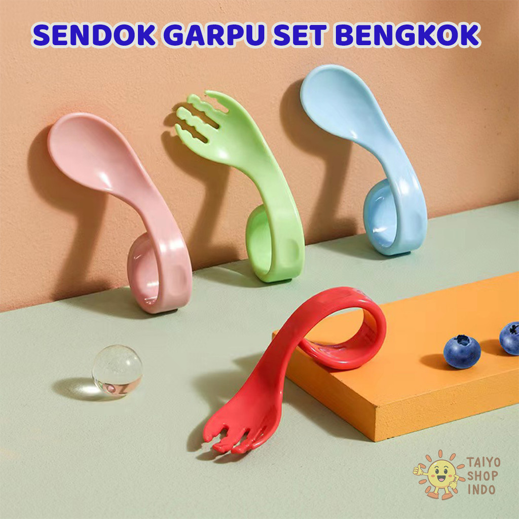 Jual TAIYO Sendok Garpu Set Bengkok Belajar Makan Mpasi Baby Training ...