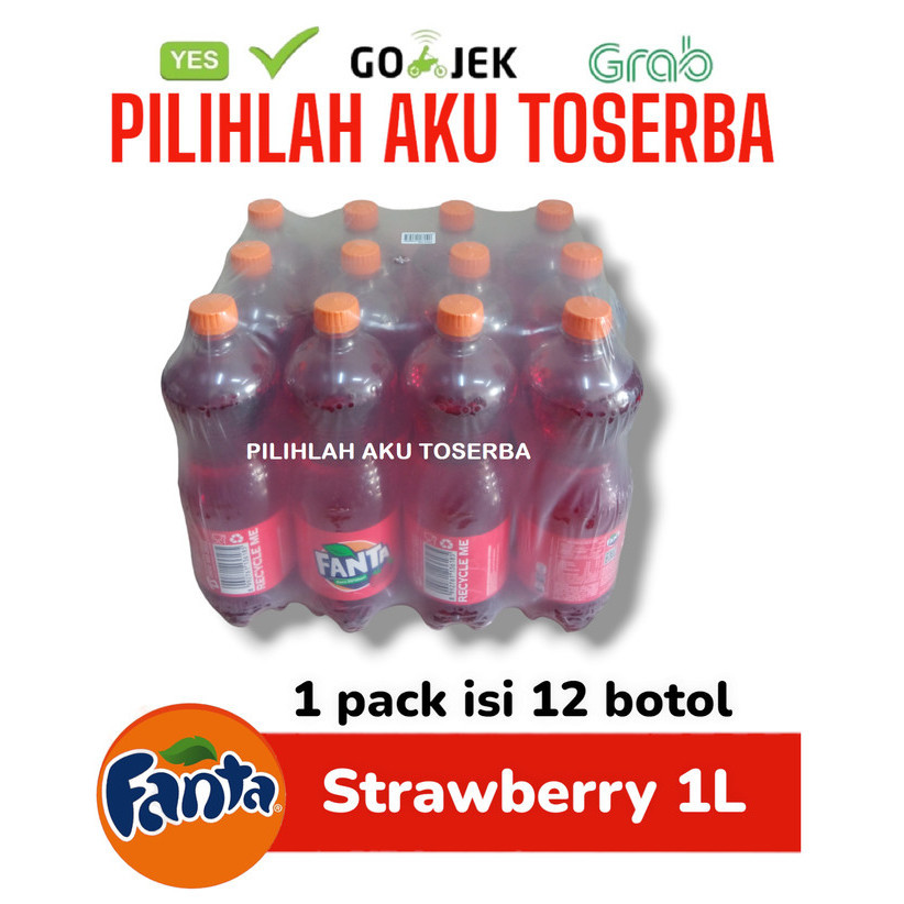 Jual Fanta Strawberry BOTOL PET 1 LITER - ( HARGA 1 PACK ISI 12 ) | Shopee Indonesia