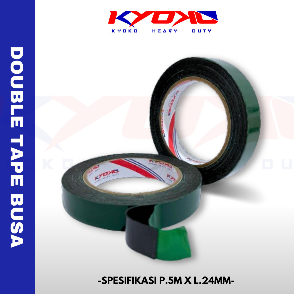 Jual Double Tape Foam KYOKO Hitam Release Hijau 24mmx5m | Shopee Indonesia