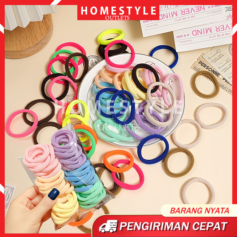 Jual Ikat Rambut Lucu Ikat / Ikat Rambut Donat Besar Korea Isi 50 Karet ...