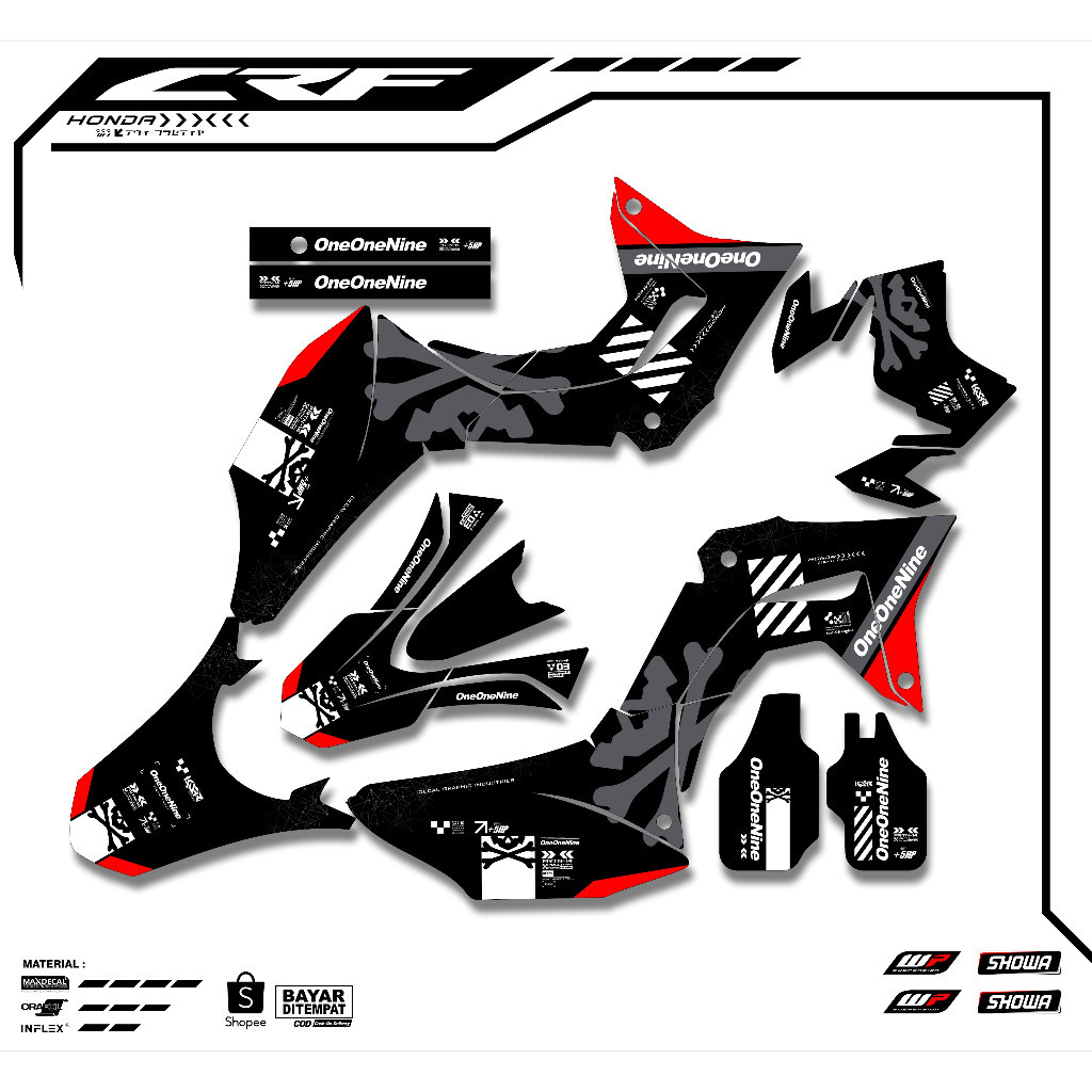 Jual DECAL CRF 150 L FULL BODY STICKER DECAL CRF ONE ONE NINE SUPER GLOSSY V3 01 | Shopee Indonesia