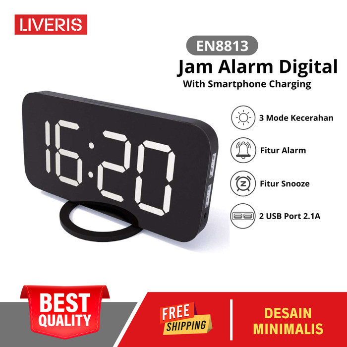 Jual Jam Meja Alarm Smart Digital LED with Smartphone Charger USB ...
