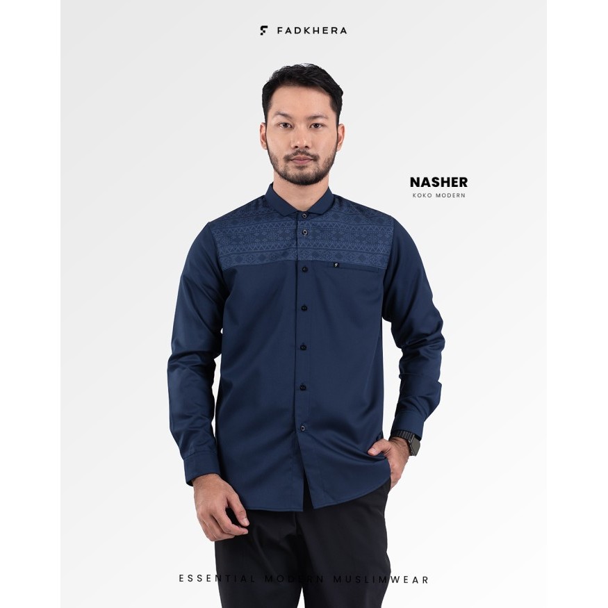Jual NASHER dan NASHER LONG Fadkhera Original Bahan Easy Care Soft Touch Kemeja Koko Modern ...