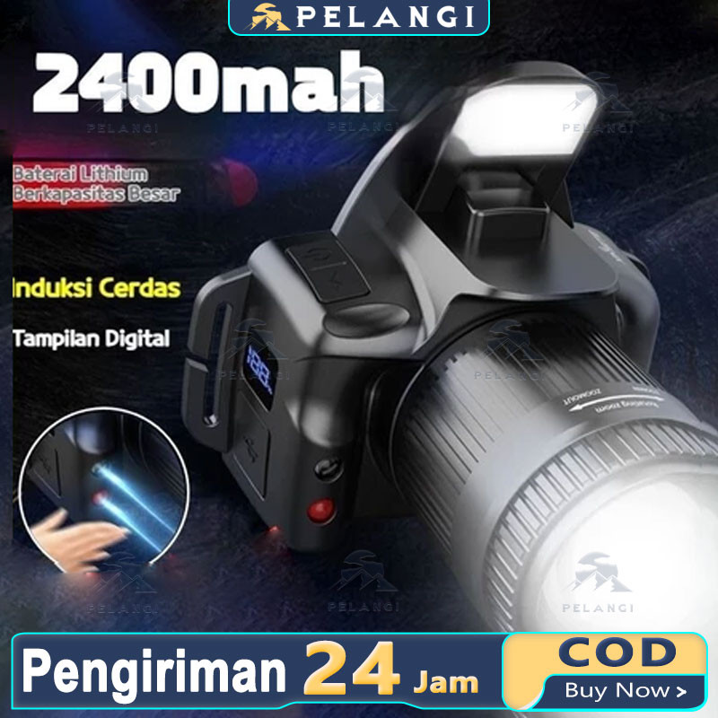 Jual T243 Senter Kepala Zoom Tampilan Digital Tahan Lama Anti Air ...