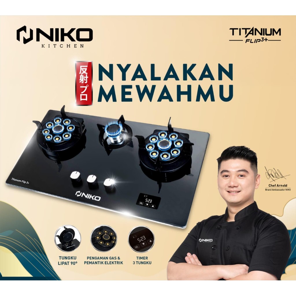 Jual NIKO KOMPOR TANAM FLIP PLUS TIMER 3 TUNGKU STAINLESS | Shopee ...