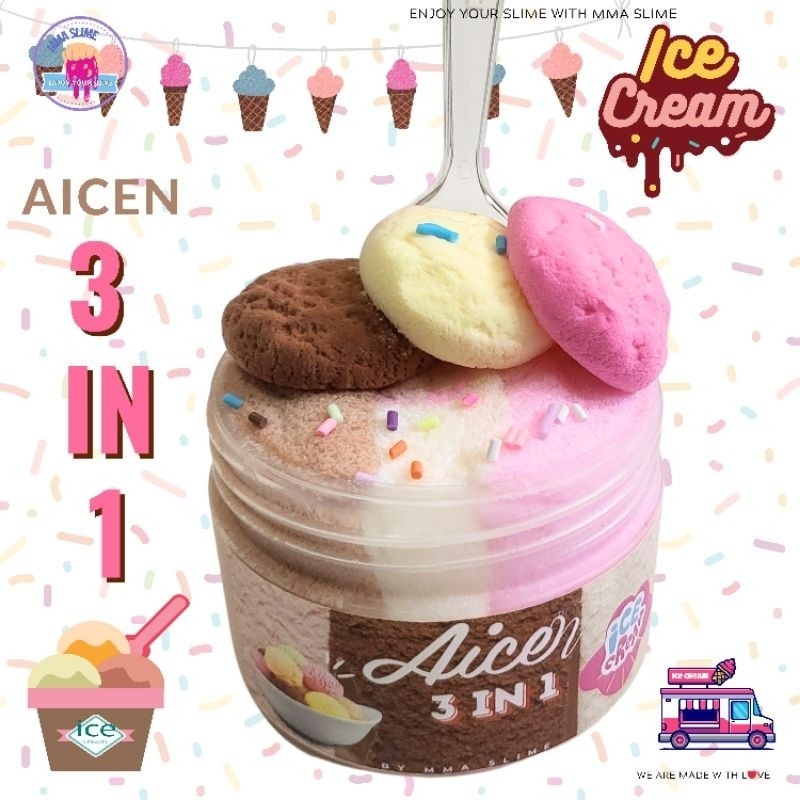 Jual SLIME ICE CREAM SLIME 3 IN 1 ICE CREAM SLIME AICE SLIME MURAH BY ...