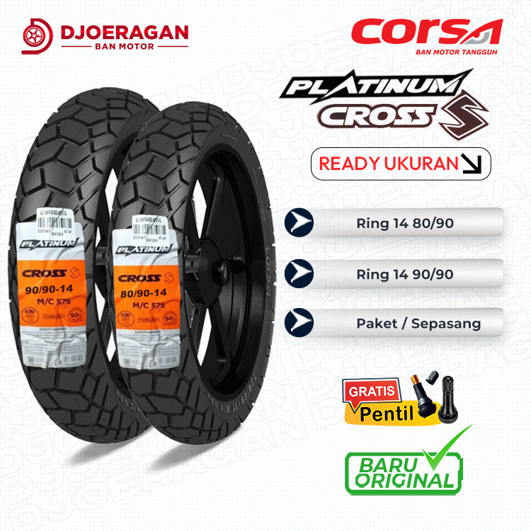 Jual SEPASANG / SATUAN BAN MOTOR MATIC CORSA CROSS S Ring 14 80/90 90/ ...