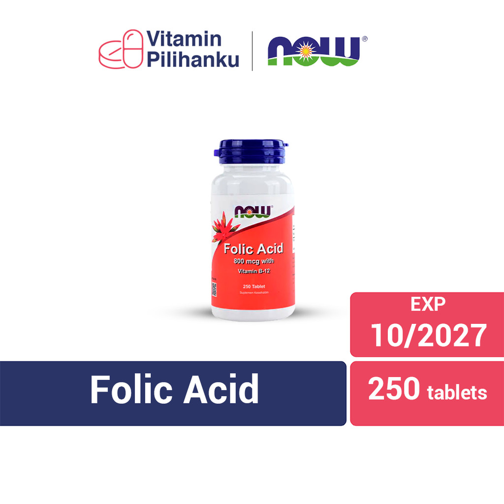 Jual Now Folic Acid 800mcg with Vitamin B-12 Suplemen Vitamin Asam ...