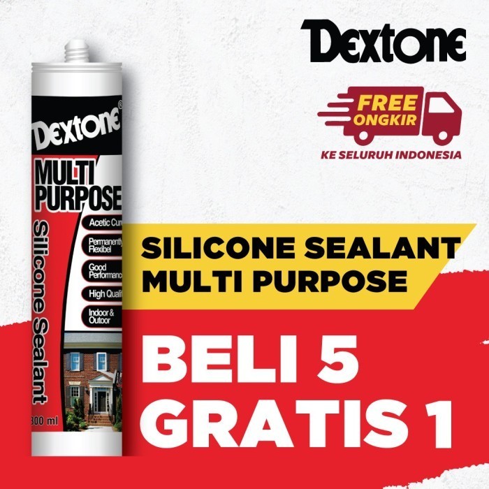 Jual Dextone Lem Kaca Silicone Sealant Tabung Asam 300ml (Beli 5 gratis ...