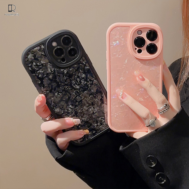Jual Phone Case Crystal Clear Shell Black and Pink Pattern IPHONE XR 7P ...
