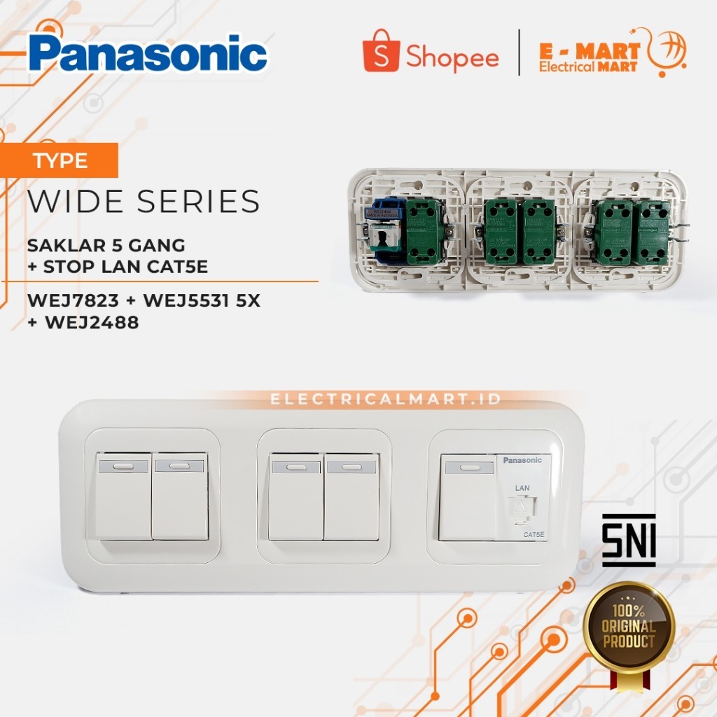 Jual Panasonic Saklar Kombinasi WEJ 5 x 5531W + WEJ 2488W Putih ...
