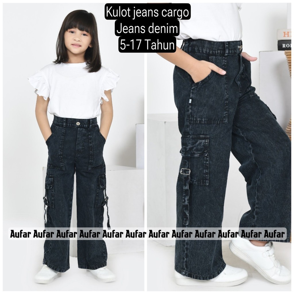 Jual celana jeans cargo kulot anak perempuan ori usia 5 tahun sampai 17 tahun | Shopee Indonesia