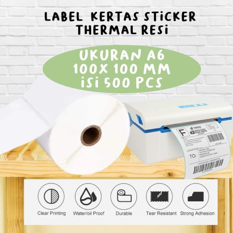 Jual Label Sticker Thermal 100 x 100 mm 100 X150 mm isi 500 Kertas Sticker Label / Resi ...