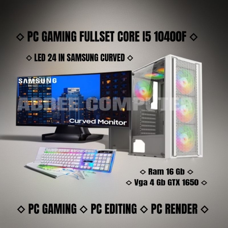 Jual NEW DISKON 70% PC Gaming Pc i5 10400F Ram 16 Gb Ssd 256 Gb VGA 4 GB GTX 1650 Led 24 in ...