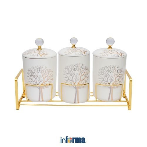 Jual Informa Set 3 Pcs Natree Stoples Dengan Rak - Putih Jar Tempat ...