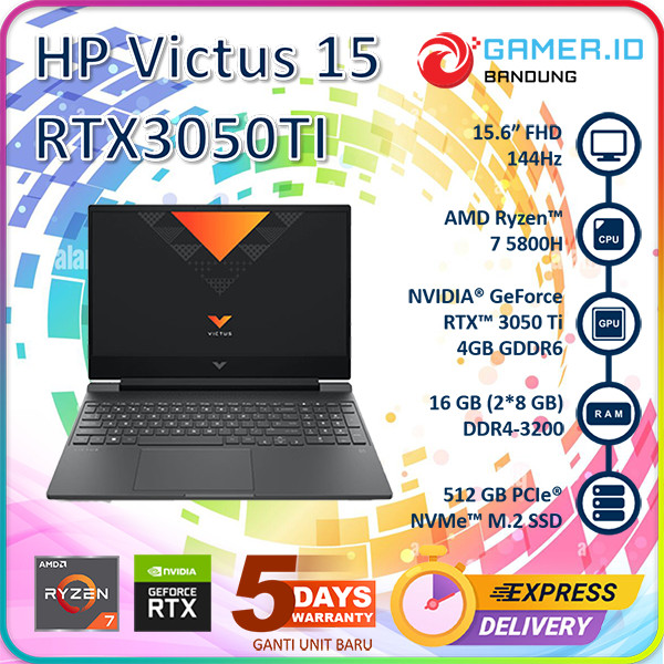 Jual HP VICTUS 15 RYZEN 7 5800H RTX3050TI 4GB/ 16GB 512GB 15.6FHD 144HZ ...