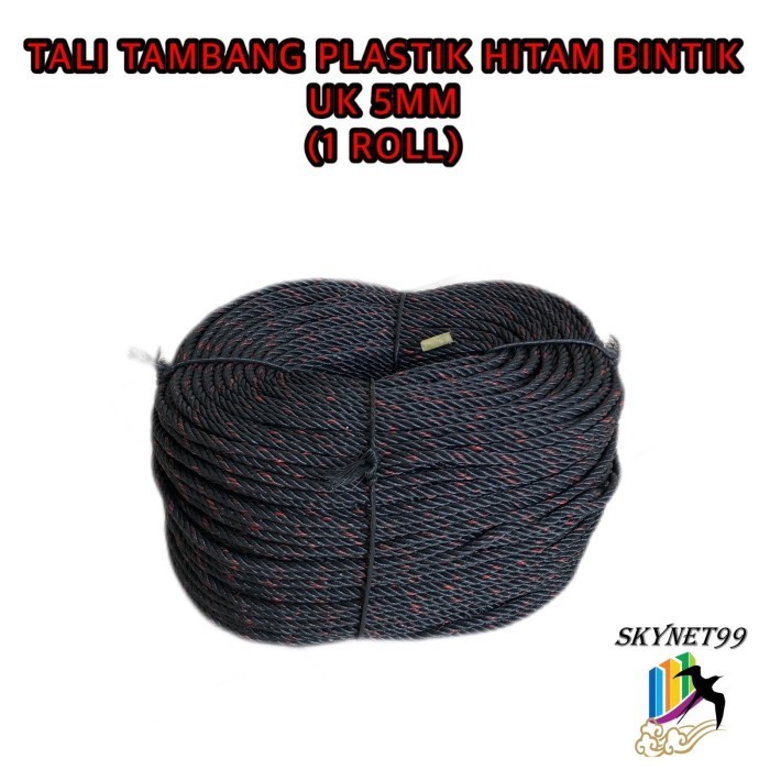Jual TALI TAMBANG PLASTIK HITAM BINTIK UK 5MM (1 ROLL ) | Shopee Indonesia