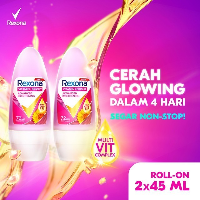 Jual Rexona Women Deodorant Anti-Perspirant Roll On Advanced Brightening 45ml Twinpack | Shopee ...