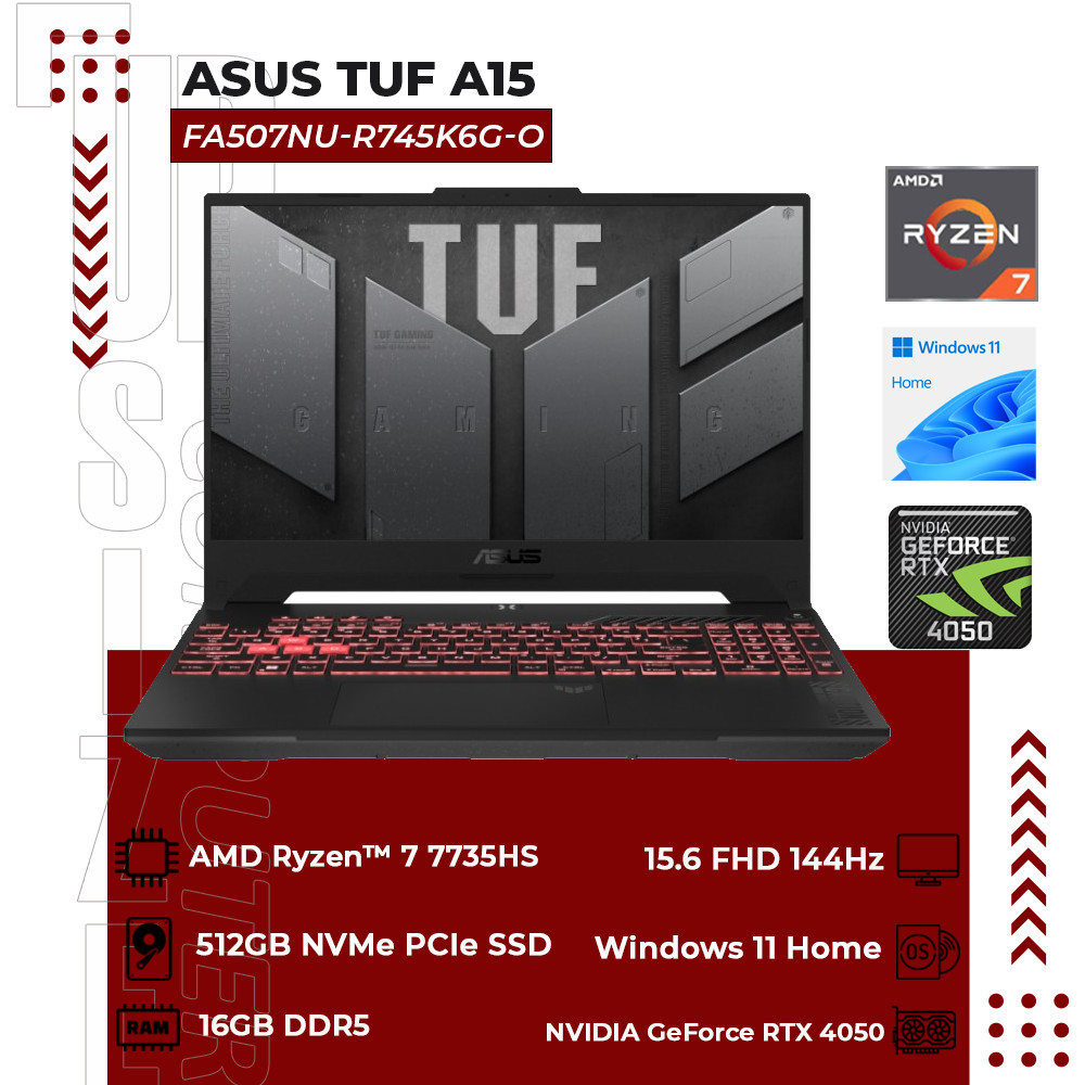 Jual Asus TUF A15 FA507NU-R745K6G-O Ryzen 7 7735HS 16GB/512GB RTX4050 ...