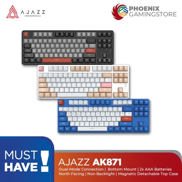 Jual Ajazz AK871 TKL Hotswappable Mechanical Gaming Keyboard Dual Mode ...
