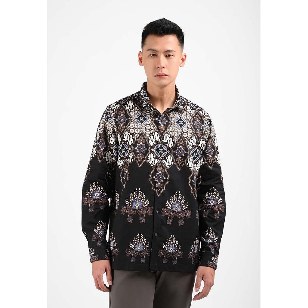 Jual Manzone Kemeja Batik Lengan Panjang Pria GALANDEWA - BLACK ...