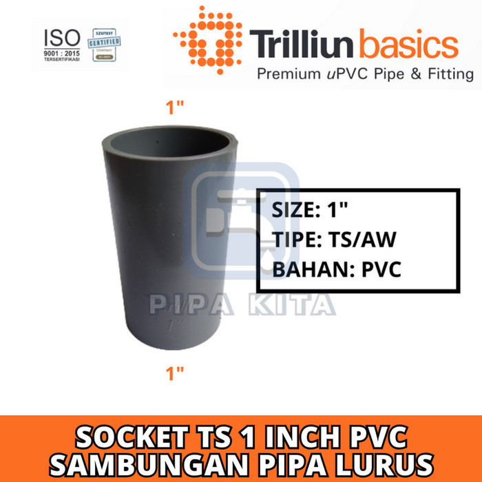 Jual Socket TS 1 Inch TRILLIUN PVC Sok Sock Sambungan Lurus Pipa Polos ...