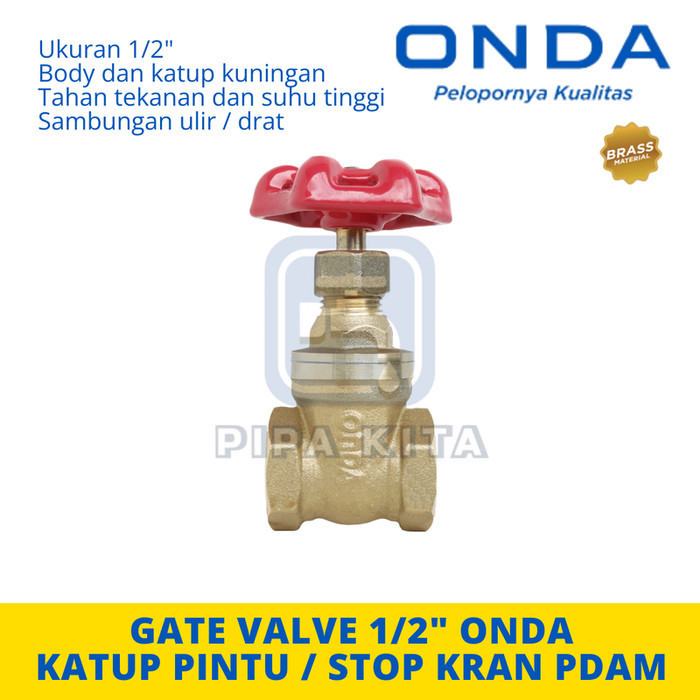 Jual Gate Valve 1/2 inch Kuningan ONDA Stop Kran Putar | Shopee Indonesia