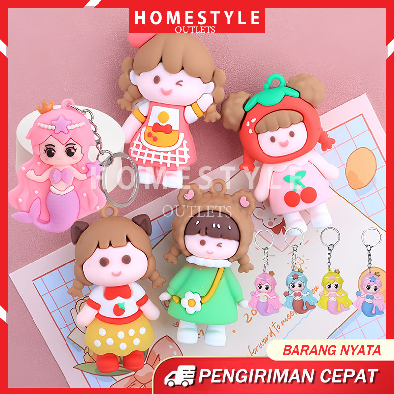 Jual Kartun Lucu Motif Cute Girl Keychain / Keychain Rubber Cute Girl ...