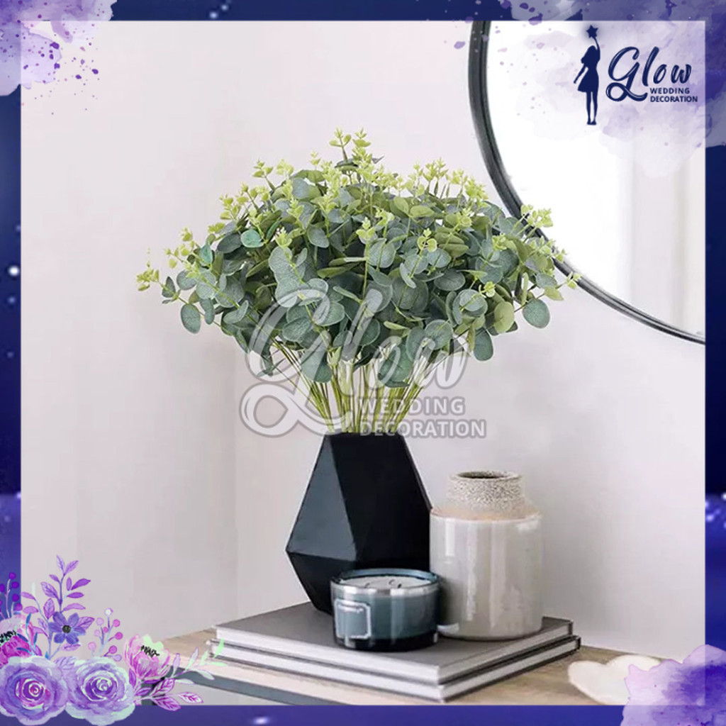 Jual COD 1PCS DAUN DOLLAR CABANG 16 ARTIFICIAL - DAUN EUCALYPTUS RUMPUT ...